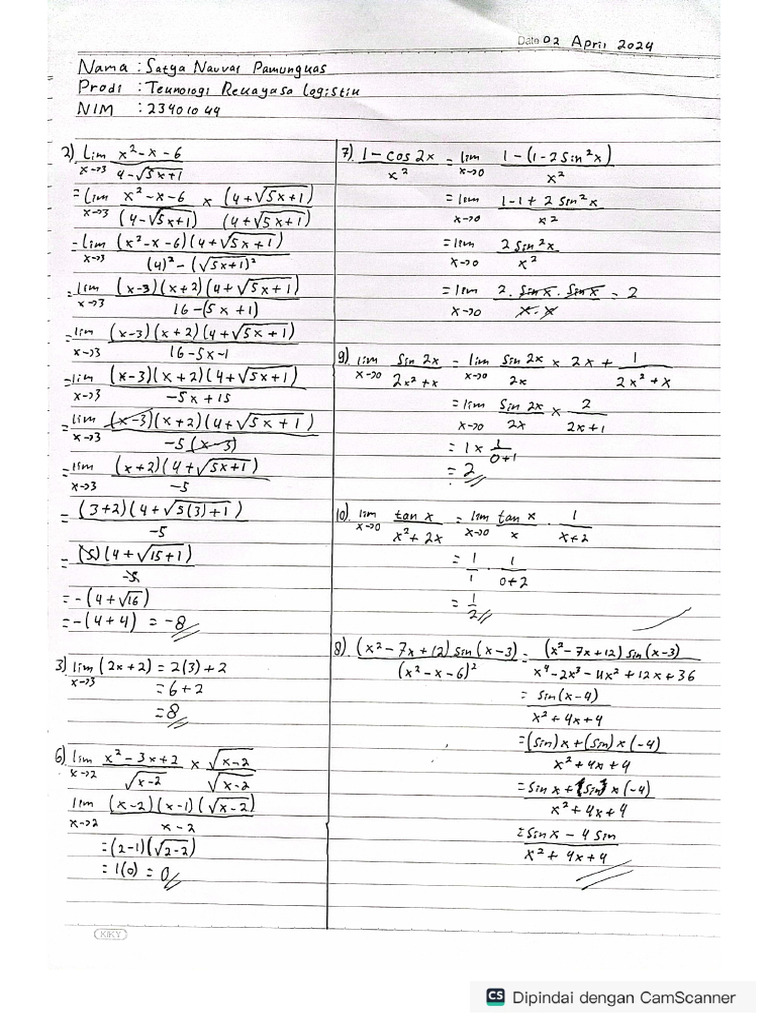 Tugas 1 MTK 2 Satya Nauval Pamungkas | PDF