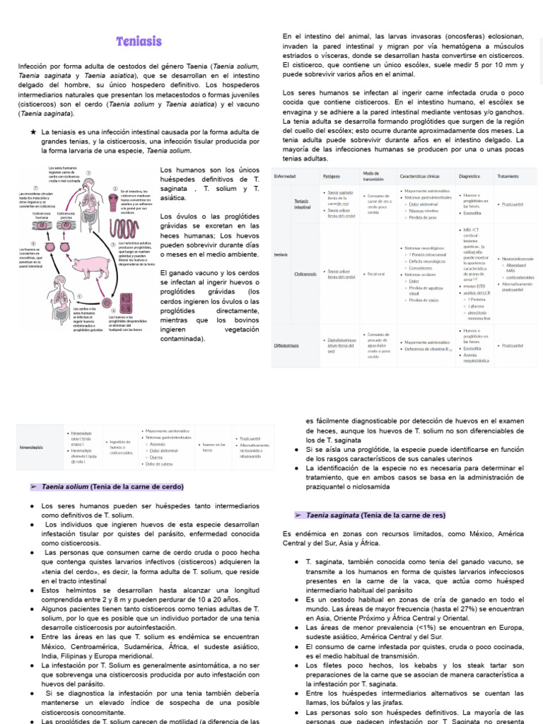 Teniasis y Cisticercosis | PDF | Medicina CLINICA | Microbiología