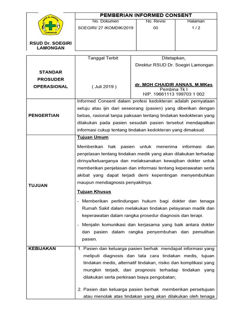 Prosedur Informed Consent RSUD Soegiri | PDF | Pengembangan Diri