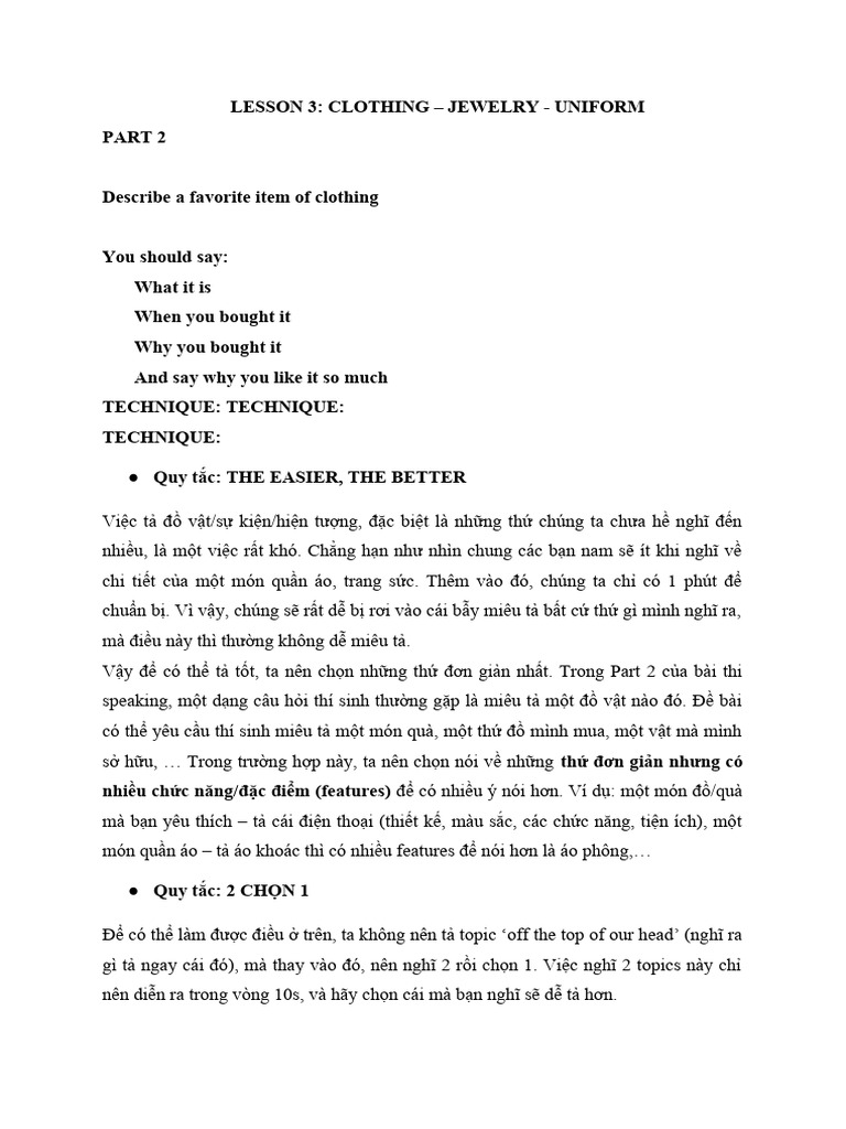 Suggested Vocab - Clothes | PDF