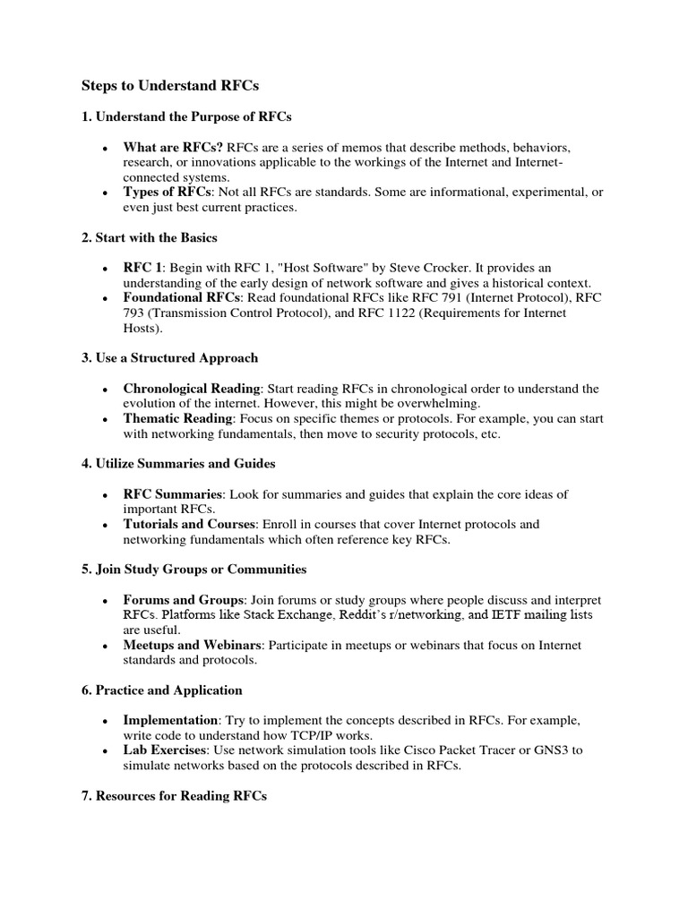 Steps To Understand RFCs | PDF | Internet Protocol Suite | Internet