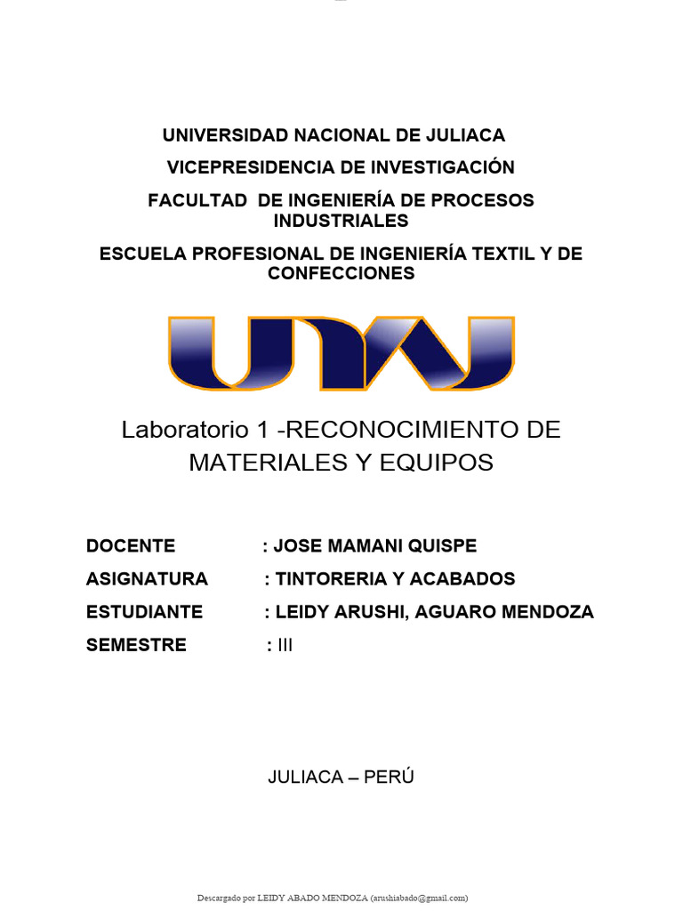 Tintoreria de Ing Textil y | PDF | Laboratorios | Textiles