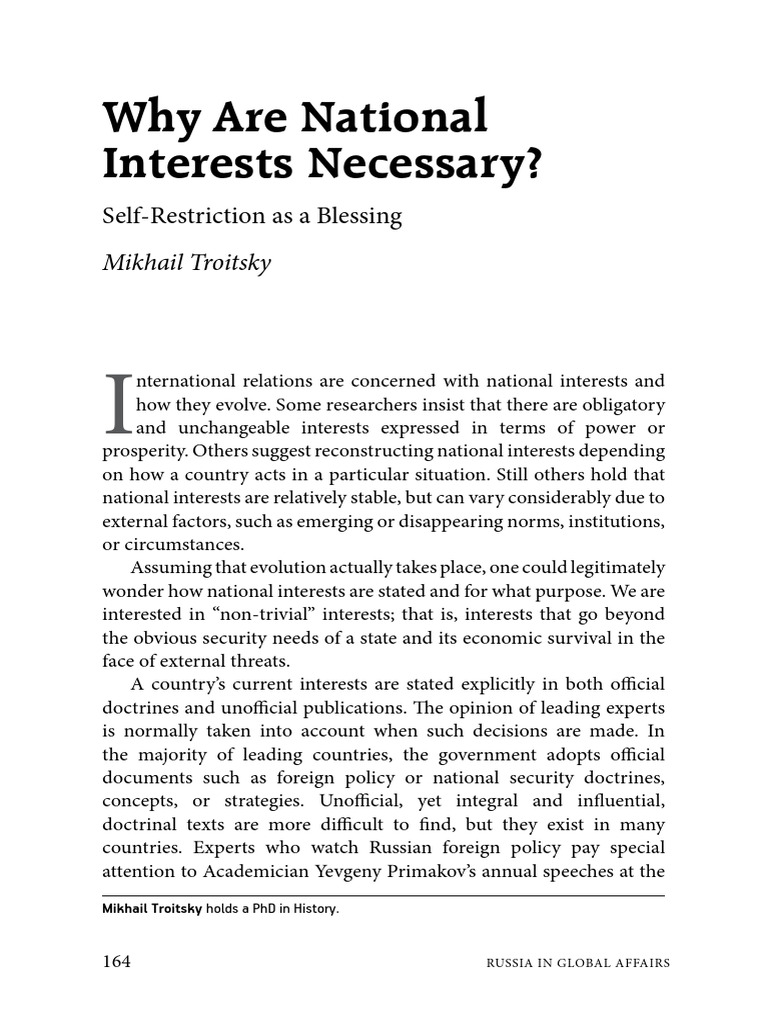 Why Are National Interests Necessary | PDF | Soviet Union | World Politics