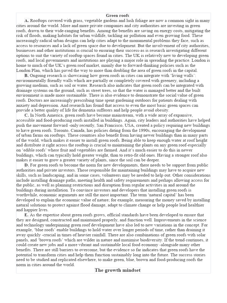 Green Roofs | PDF | Plate Tectonics | Mindset