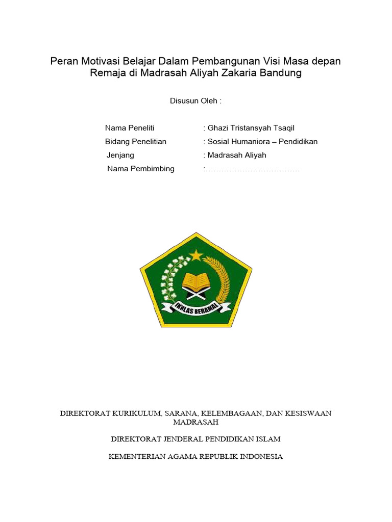 Motivasi Belajar dan Visi Remaja MA Zakaria | PDF | Karier ...