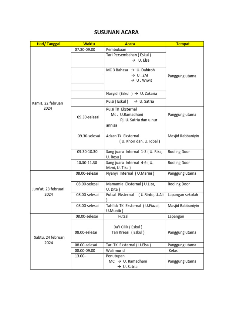 Susunan Acara 1 | PDF