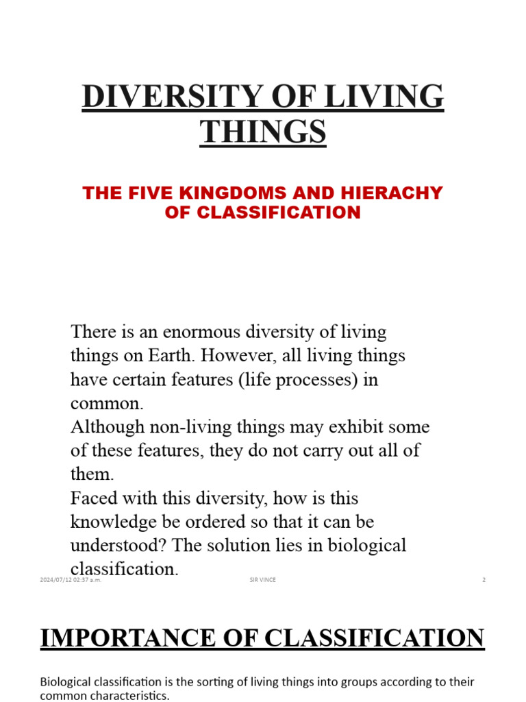 Classification of Living Organisms | PDF | Taxonomy (Biology) | Bacteria