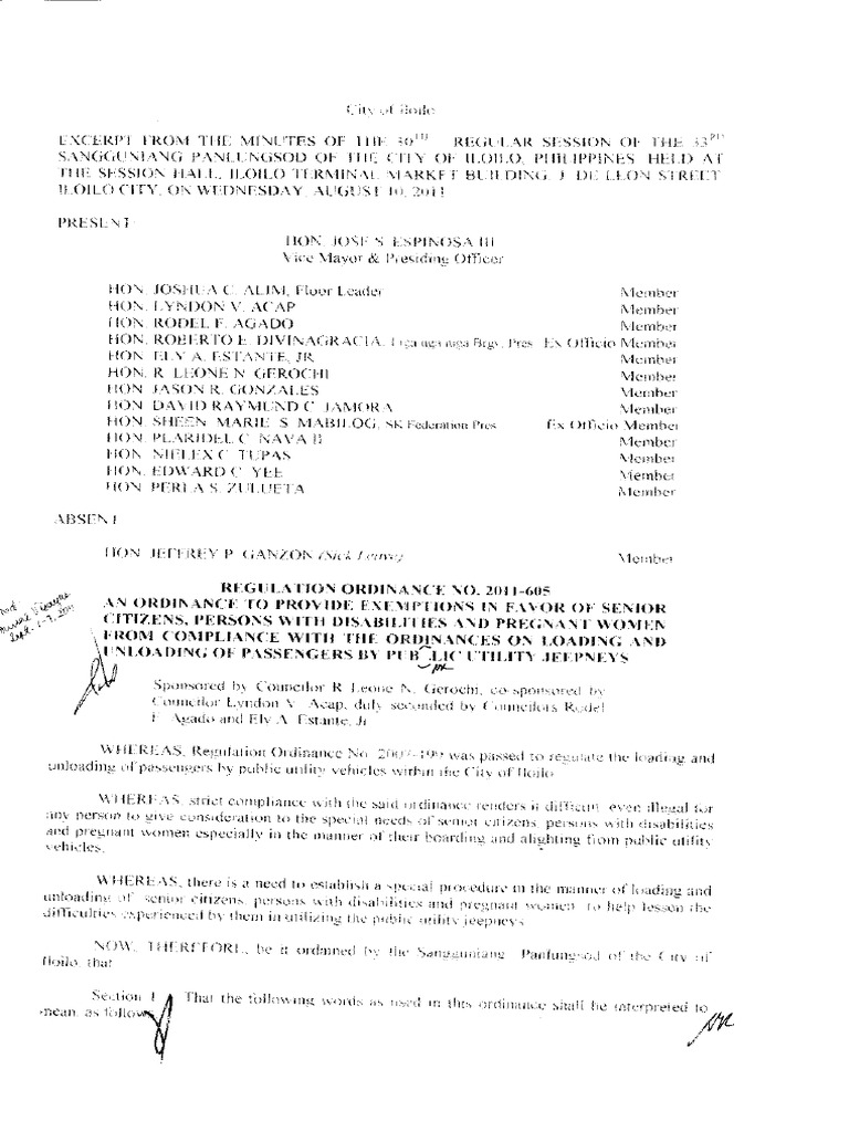 2011-605 Loading Unloading Puj Exemptions PWD Senior Pregnant | PDF
