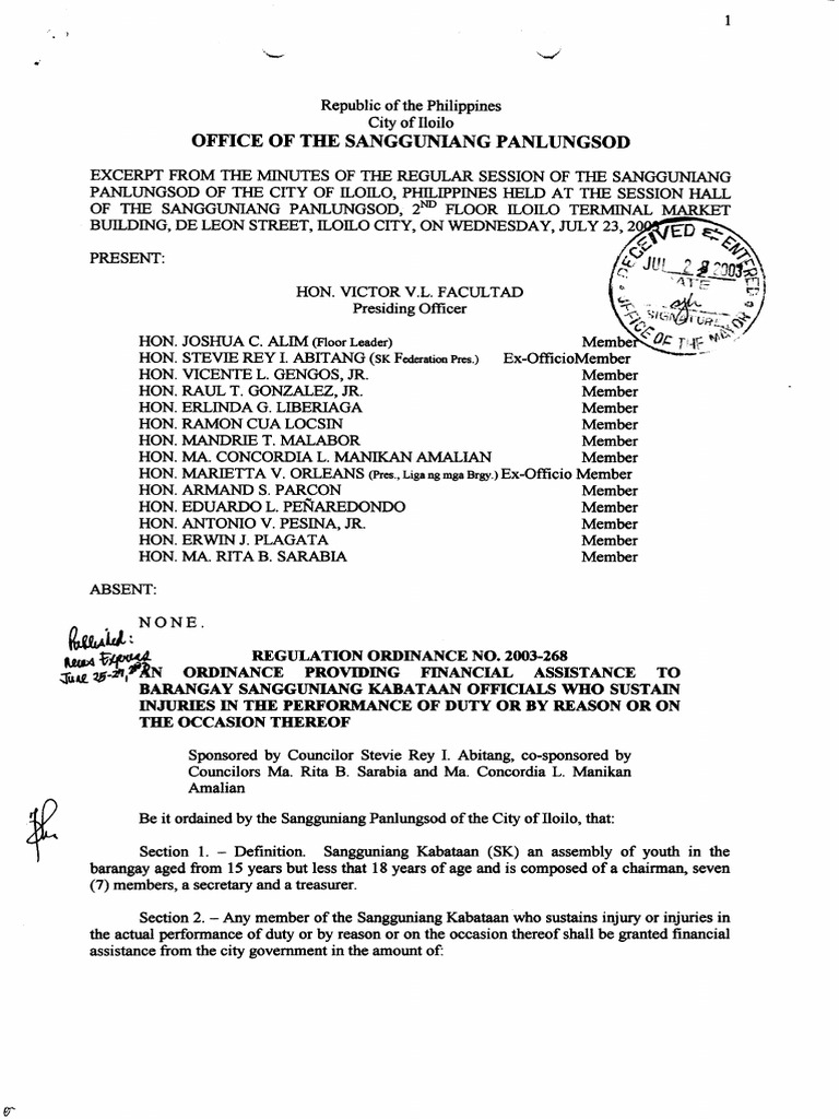 2003-268 Financial Assistance SK Injury Duty | PDF