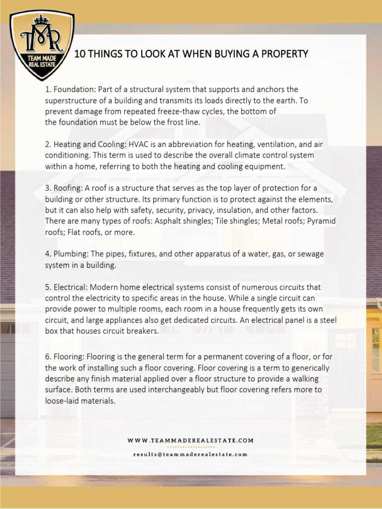 10 Things To Look at When Buying A Property | PDF | Roof | Flooring