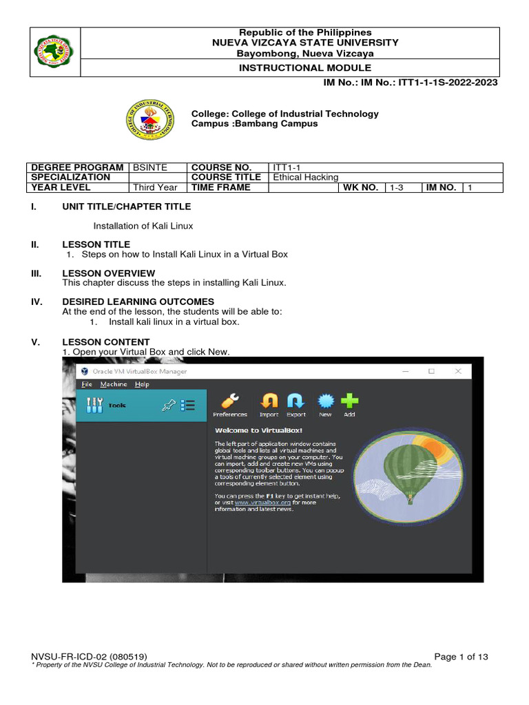Tutorial On Installing Kali Linux in Virtual Box | PDF | Booting | System Software