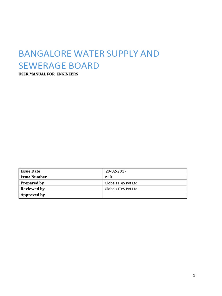 BWSSB_UserManual_EngineersCopy_v1.0 | PDF | Login | Fee