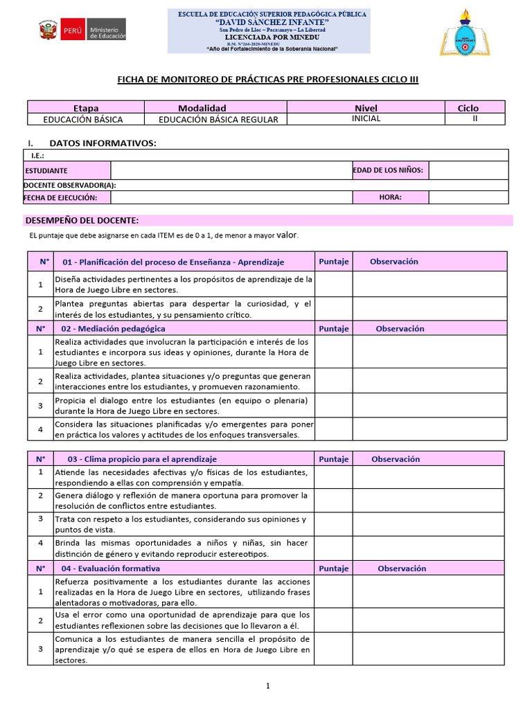 Ficha de Monitoreo Iii | PDF | Aprendizaje | Maestros