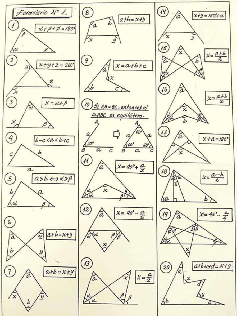 Fórmulario Geometría Preuniversitaria | PDF
