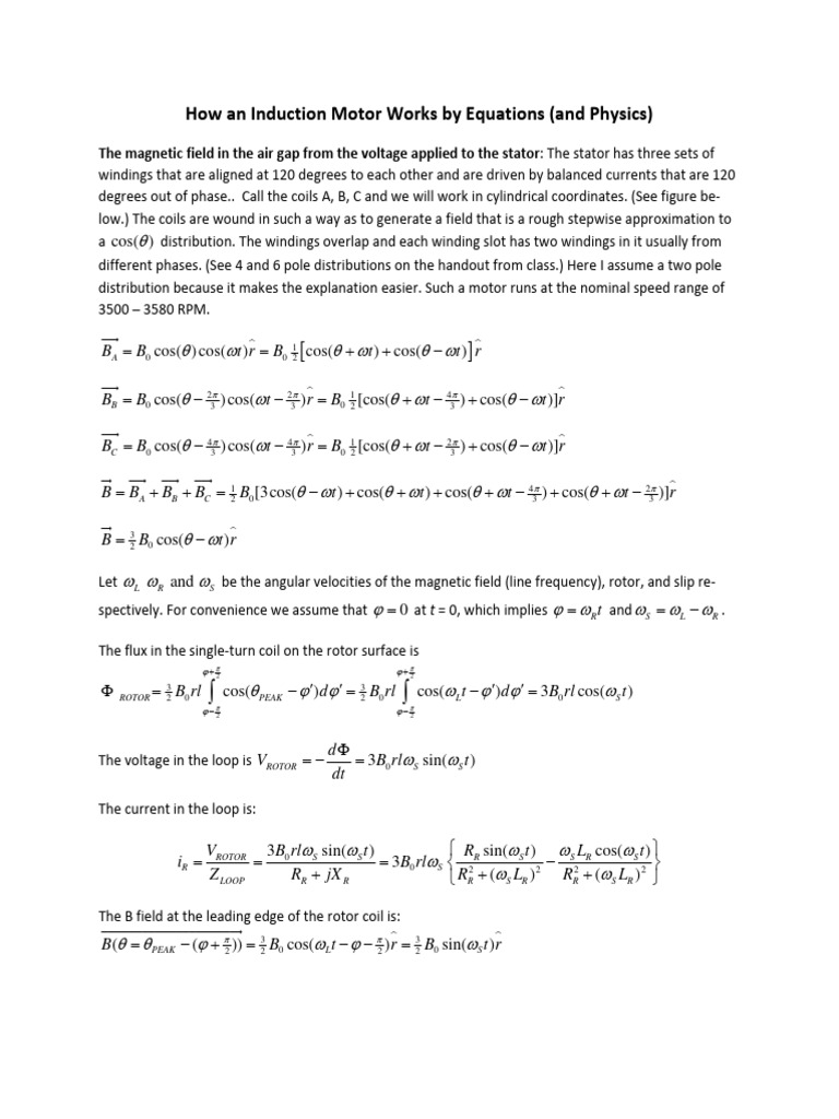 Induction Motor Equations | PDF | Electric Motor | Transformer
