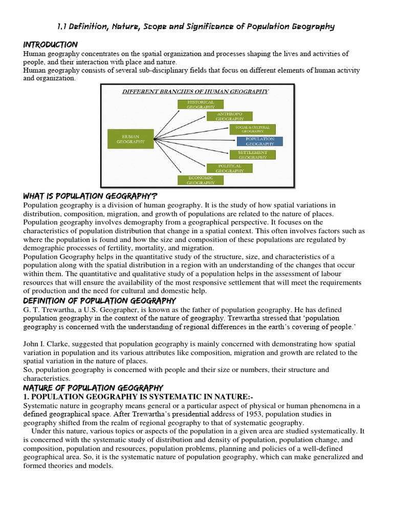 Population Geography Notes | PDF | Geography | Census