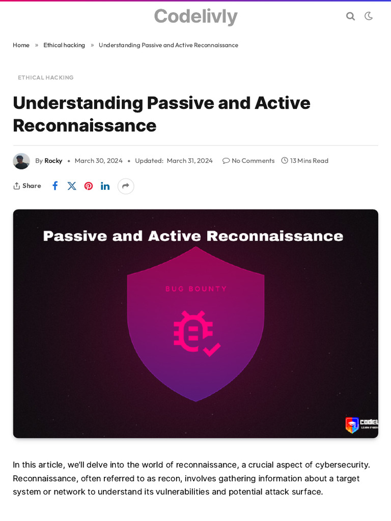 Understanding Passive And Active Reconnaissance Codelivly Pdf