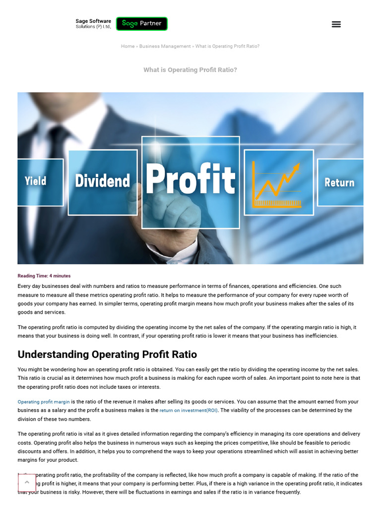 What Is Operating Profit Ratio - Sage Software | PDF | Revenue ...