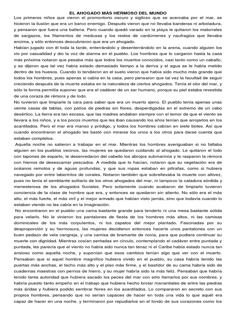 Toaz - Info El Ahogado Mas Hermoso Del Mundo Taller 17 Preguntas y ...
