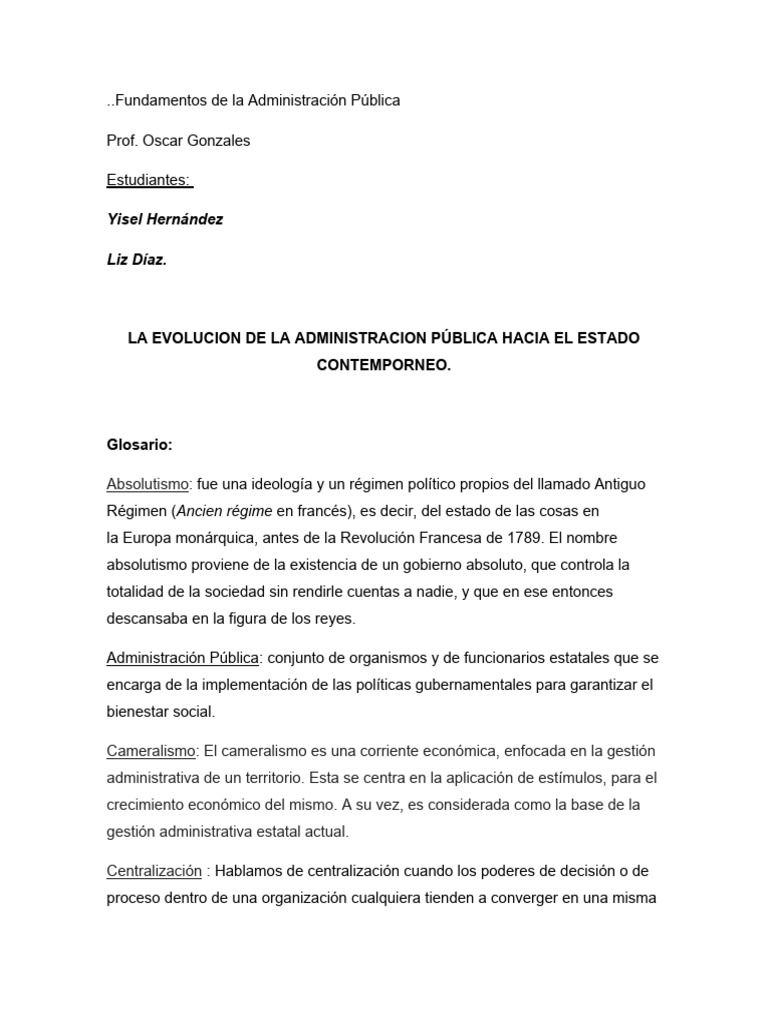 Resumen Expo Evolución de La AP | PDF | Estado (política) | Liberalismo