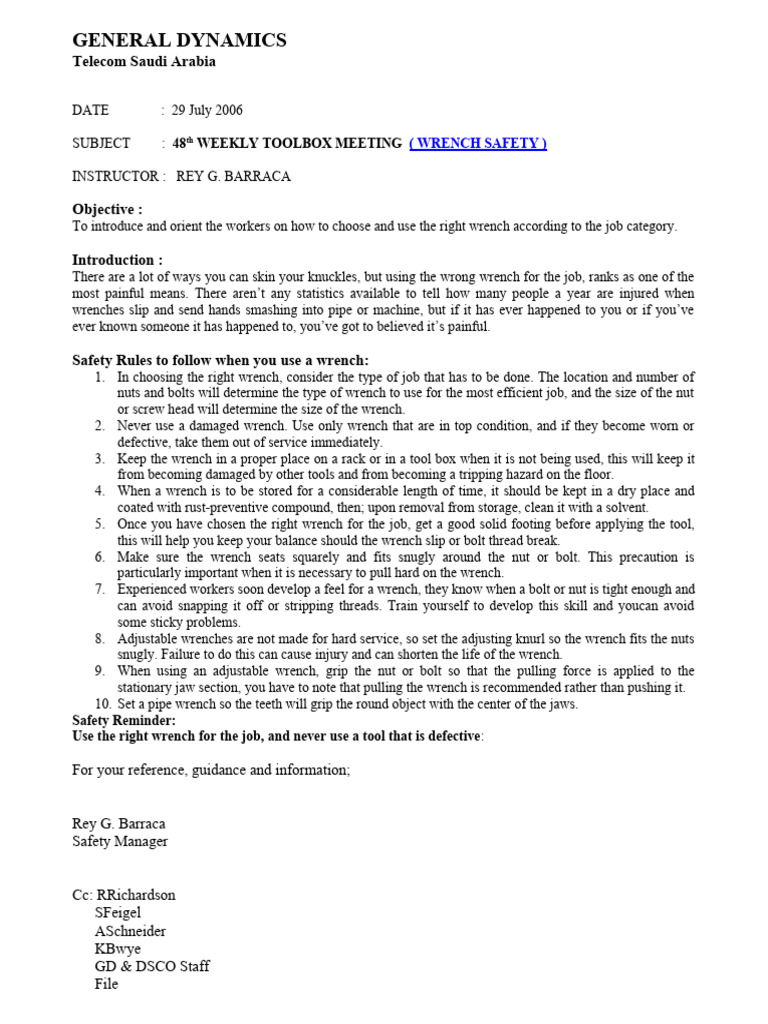 Safety - Wrench Safety | PDF | Nut (Hardware) | Screw