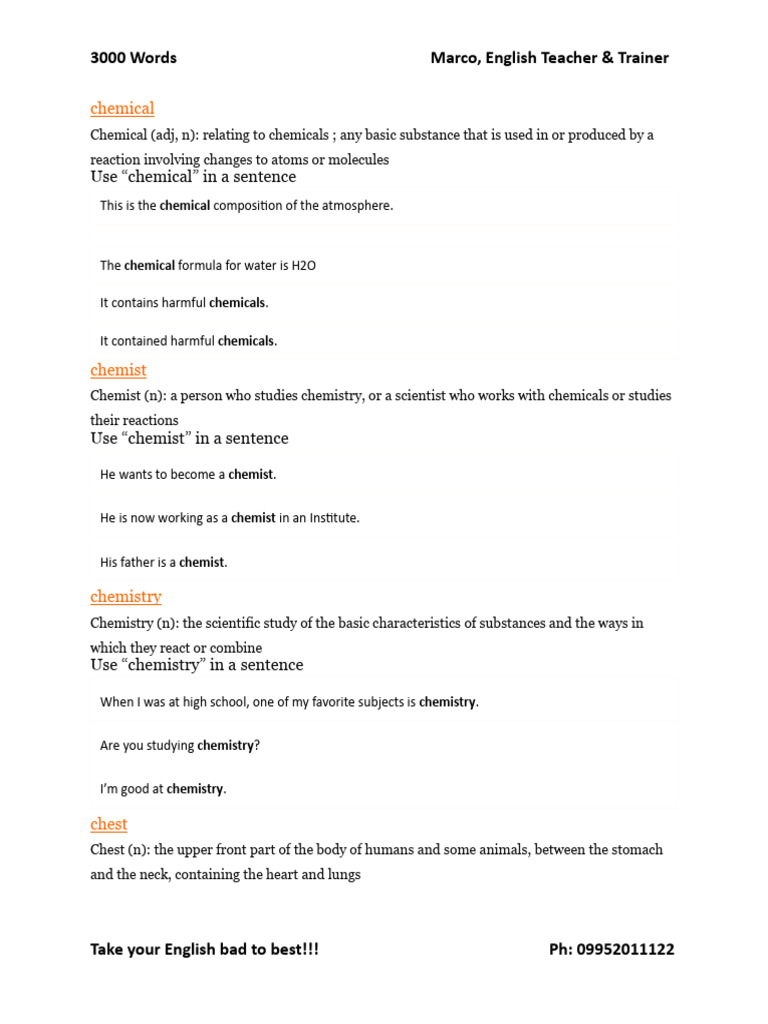 English Lesson 3000 Words 43 | PDF | Chemistry | Chemical Substances