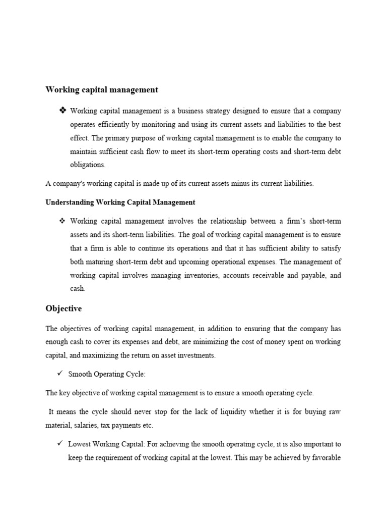 Effective Working Capital Management Strategies | PDF | Working Capital ...