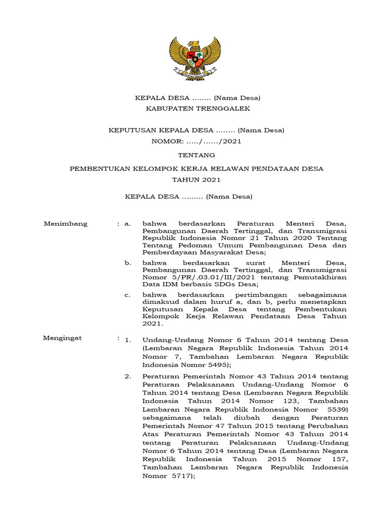 02-Revisi - Lampiran Contoh Sk-Pokja Relawan Pendataan Desa | PDF ...