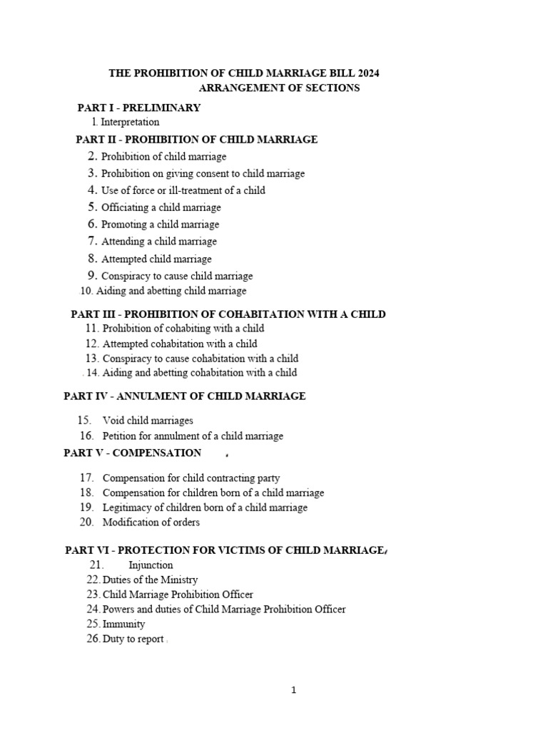 The Prohibition On Child Marriage Bill, 2024 | PDF | Annulment | Marriage
