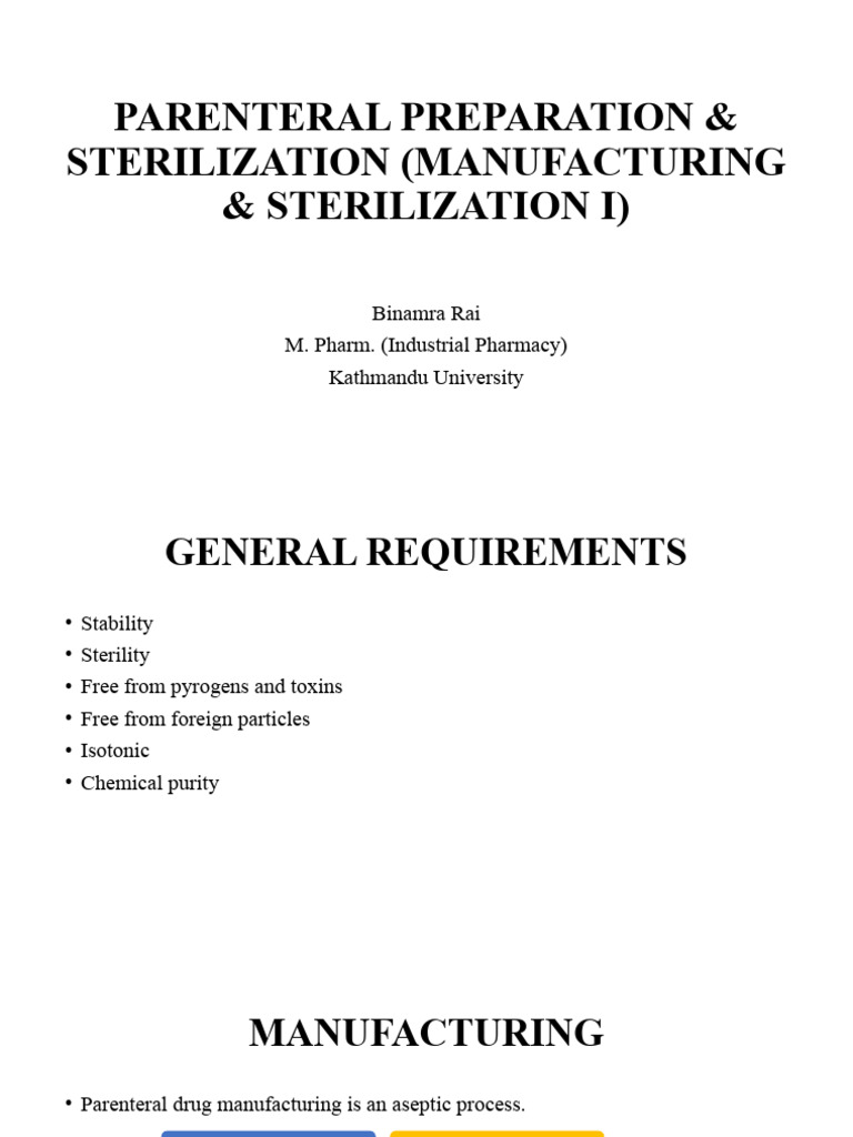Parenteral Manufacturing & Sterilization Guide | PDF | Sterilization ...