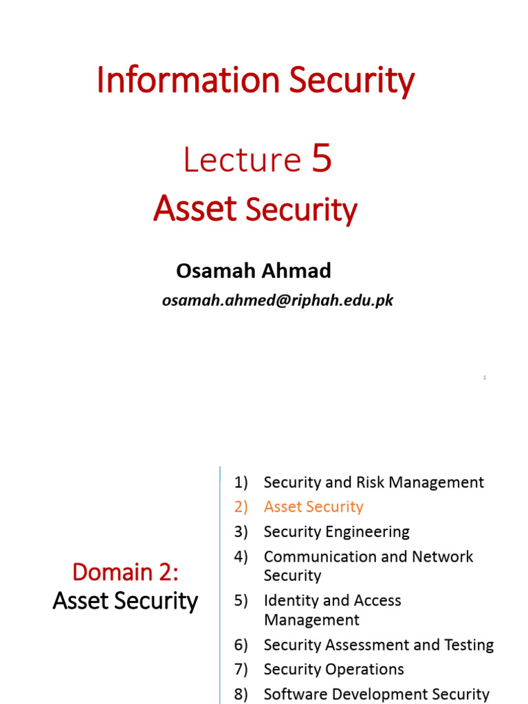IS Lecture 05 - Assets Security | PDF | Backup | Computer Data Storage