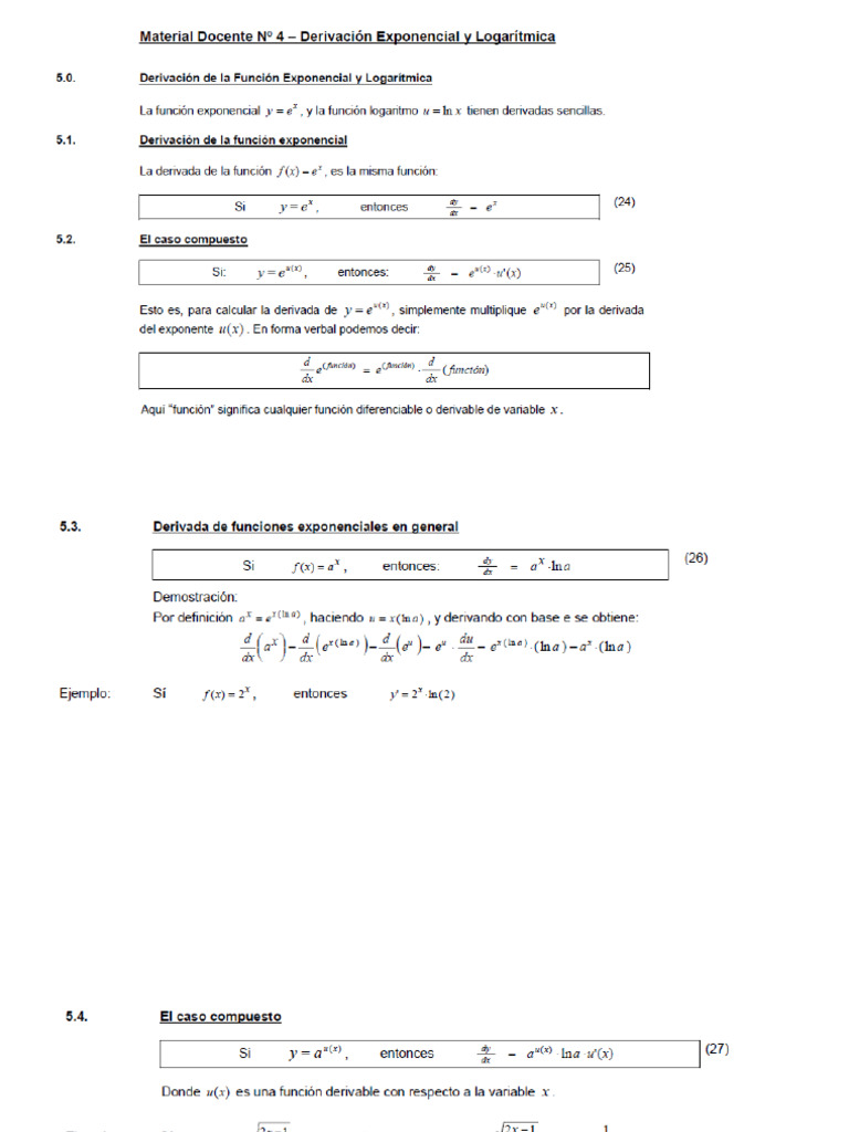 Derivada Exp. Log. | PDF