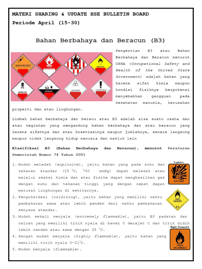 Klasifikasi Bahan Berbahaya dan Beracun | PDF