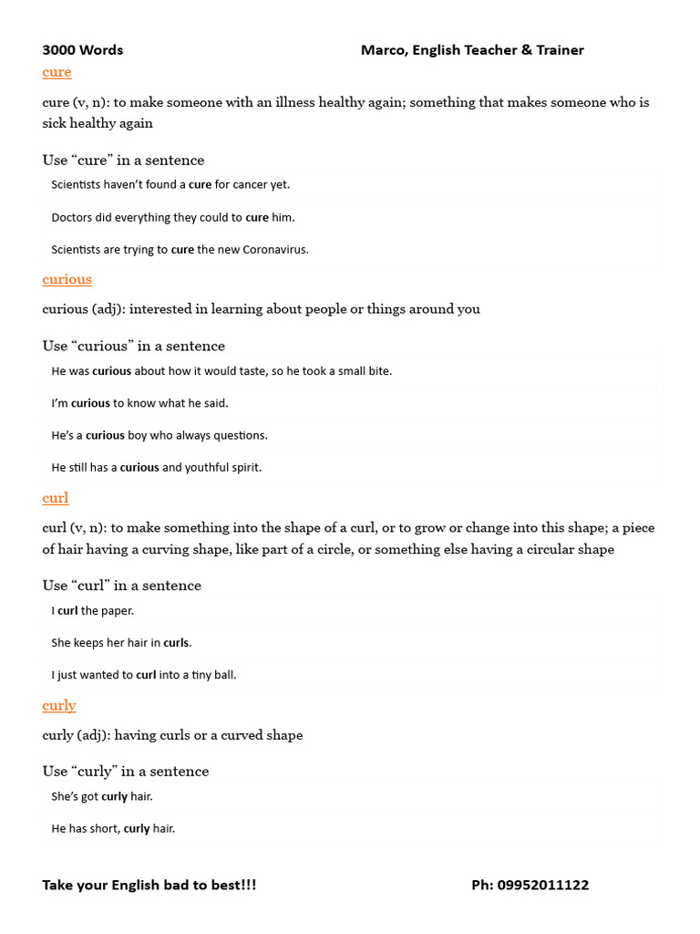 English Lesson 3000 Words 61 | PDF | Language Arts & Discipline | Home ...