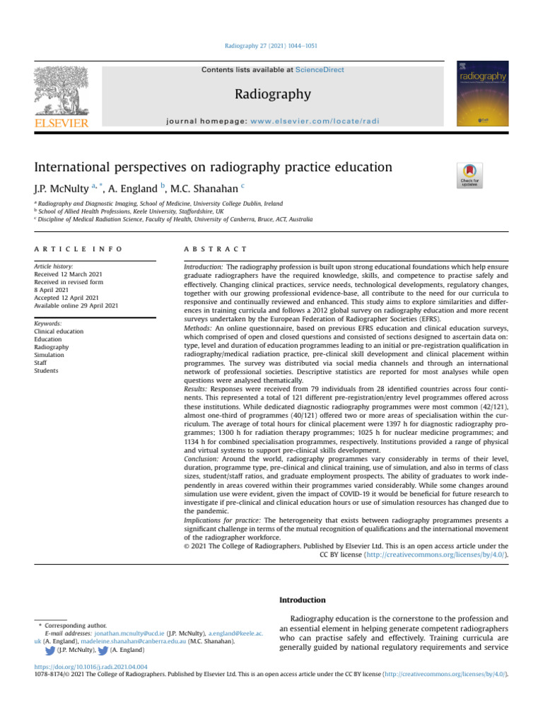 Global Insights on Radiography Education | PDF | Radiography | Medical ...