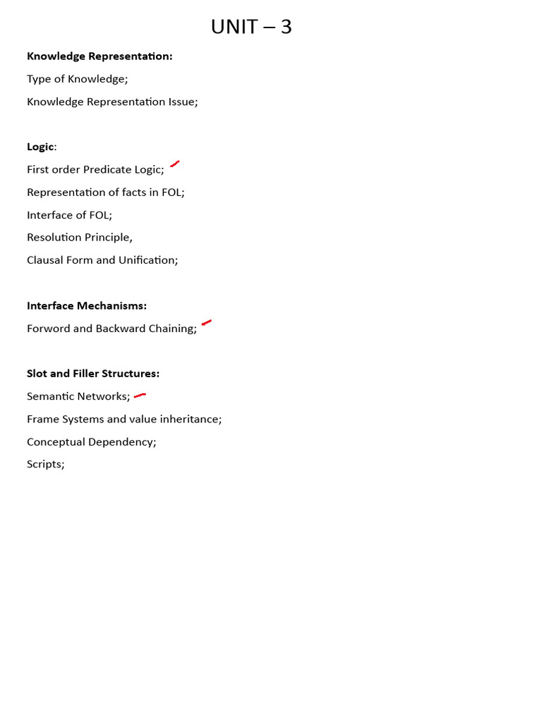 Unit - 3 | PDF | Knowledge Representation And Reasoning | First Order Logic