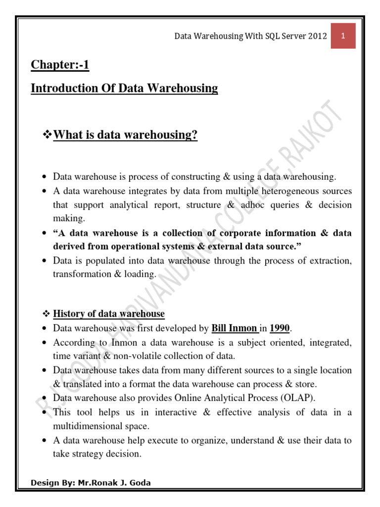 Chapter 1 | PDF | Data Warehouse | Databases