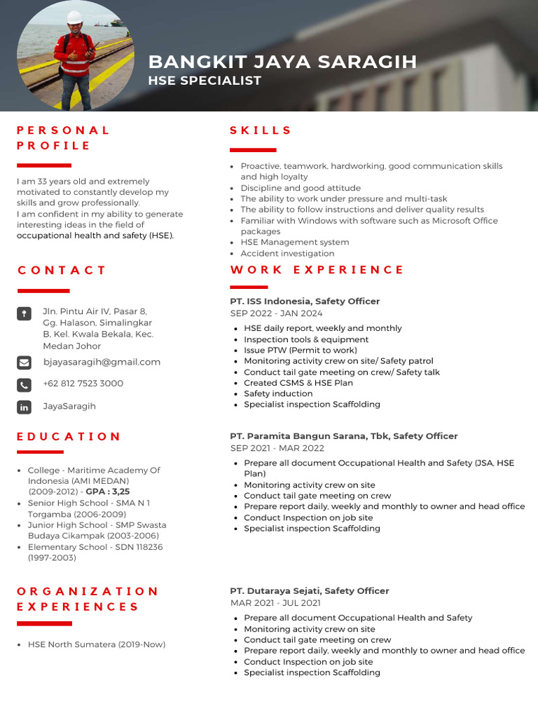 CV - Bangkit Jaya Saragih | PDF | Port | Freight Transport