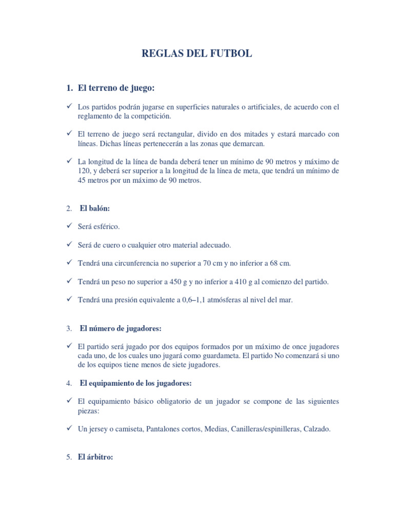 REGLAS DEL FUTBOL | Descargar gratis PDF | Códigos de fútbol ...
