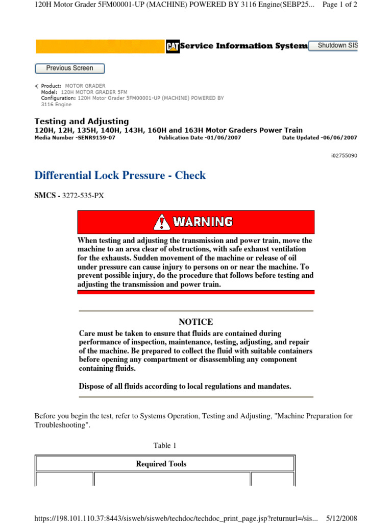 Differential Lock Pressure - Check | PDF | Pressure | Machines