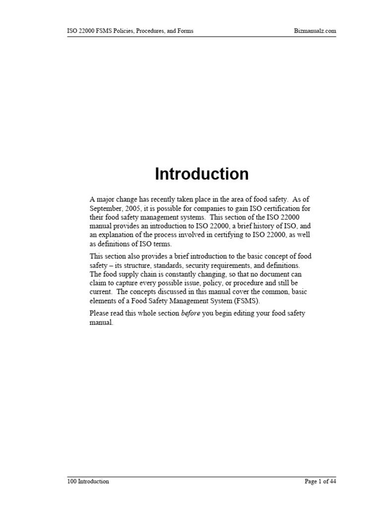 100 Introduction To ISO 22000-2005 | PDF | Iso 9000
