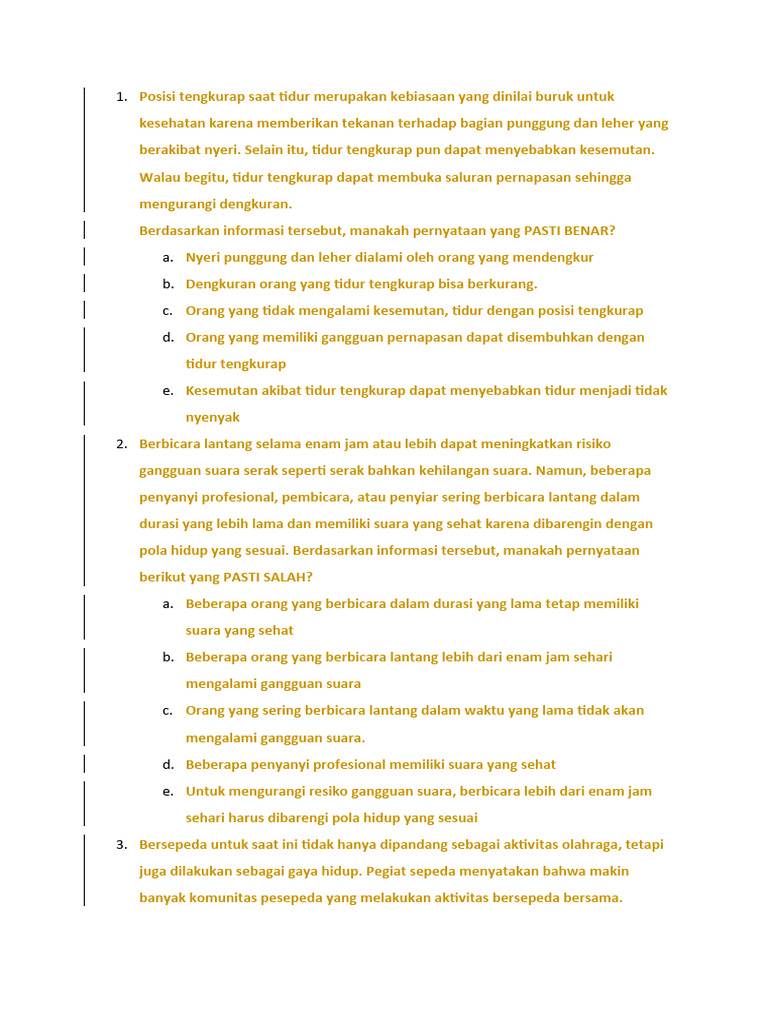 Dampak Posisi Tidur dan Suara pada Kesehatan | PDF