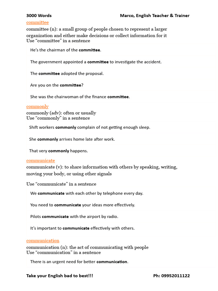 English Lesson 3000 Words 49 | PDF | Communication | English Language