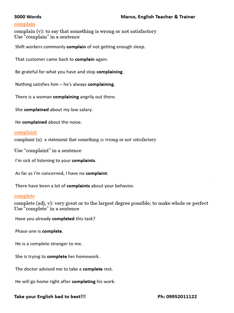English Lesson 3000 Words 50 | PDF