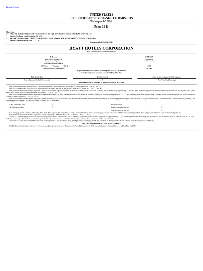 Hyatt Hotels Corporation: United States Securities and Exchange ...