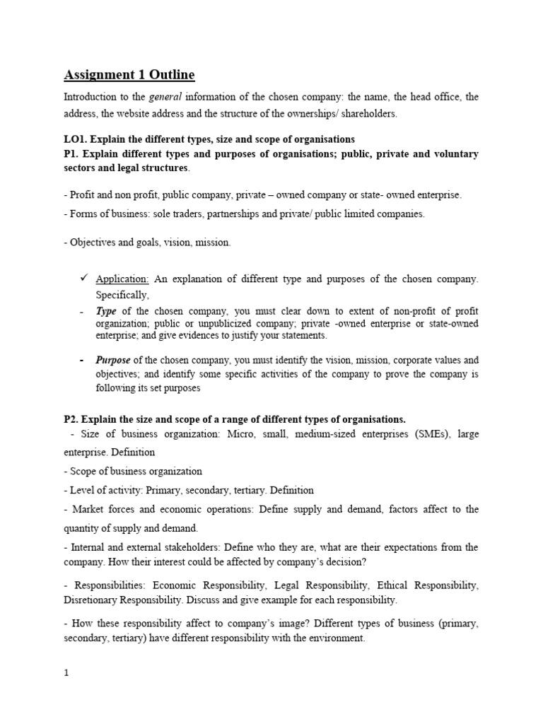 Assignment 1 Outline - 2021 | PDF | Profit (Economics) | Nonprofit Organization