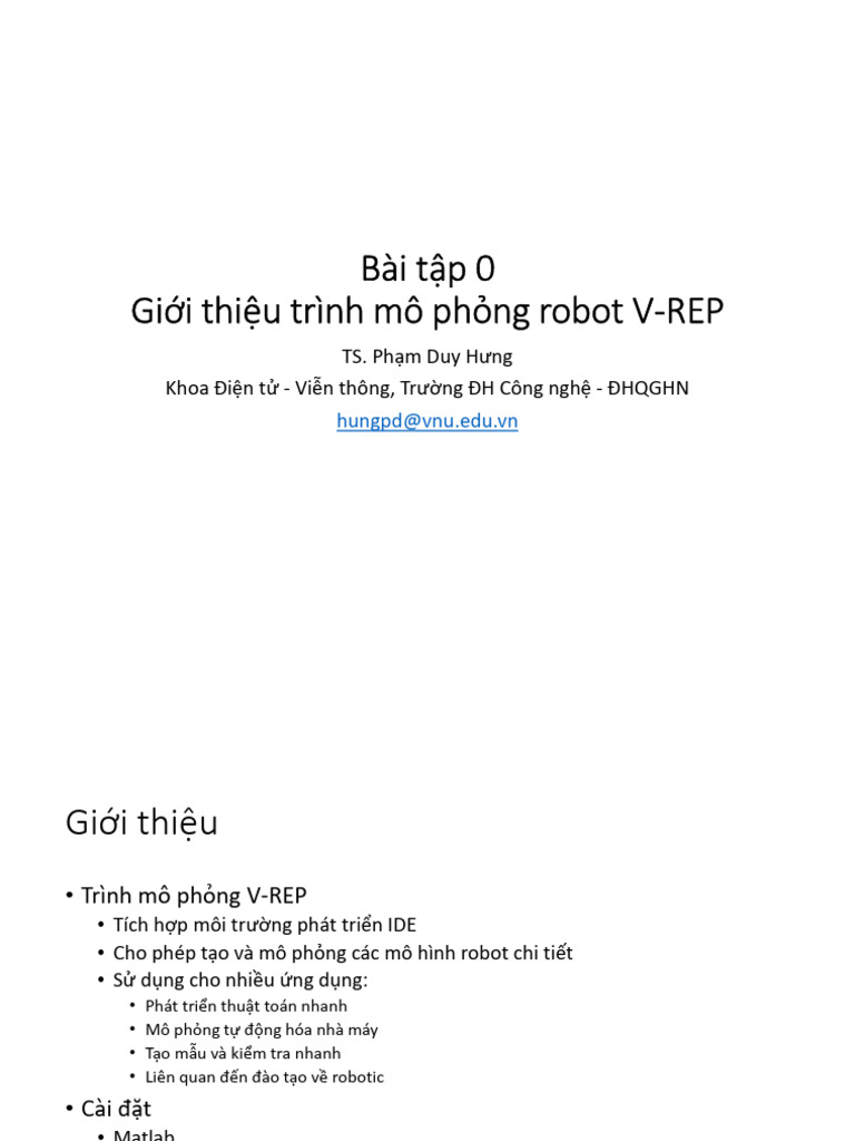 Bai Tap 0. Lam Quen VREP | PDF