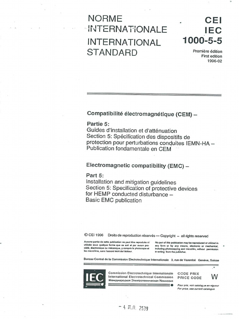 IEC 61000-5-5 Ed 1 1996-02 - EMC-Install and Mitigation Guide - Spec ...