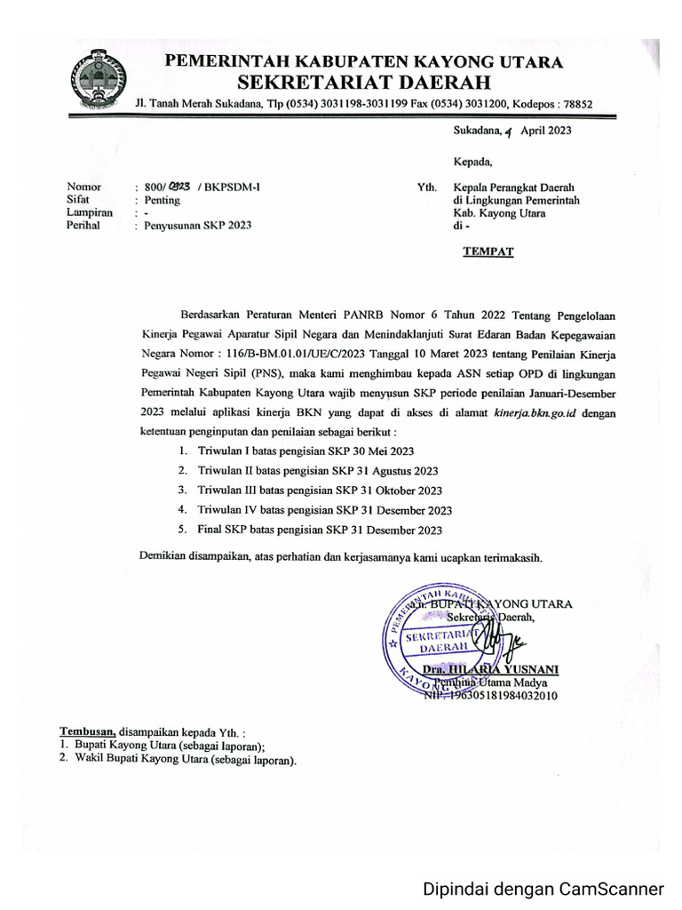 Surat Edaran Penyusunan SKP 2023 | PDF