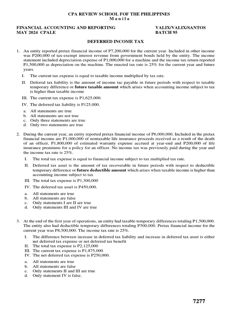 7277 - Deferred Income Tax | PDF | Deferred Tax | Tax Expense